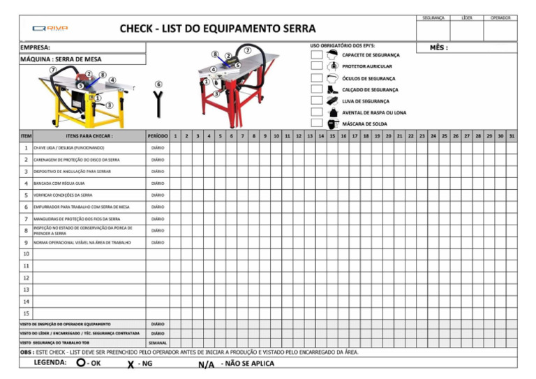 Check List Serra Circular Mesa | PDF