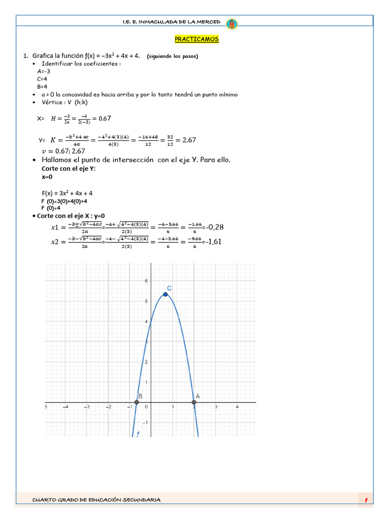 TAREA SEMANA 26 funcion cuadratica (1) | PDF | Geometría algebraica | Álgebra abstracta