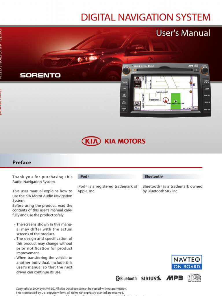Sorento 2011 Digital Navigation System User Manual | PDF | Radio ...
