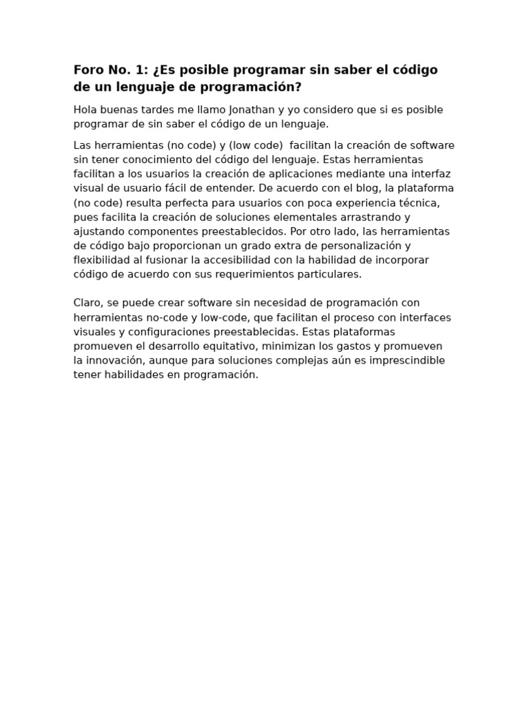 Foro 1 Programacion | PDF