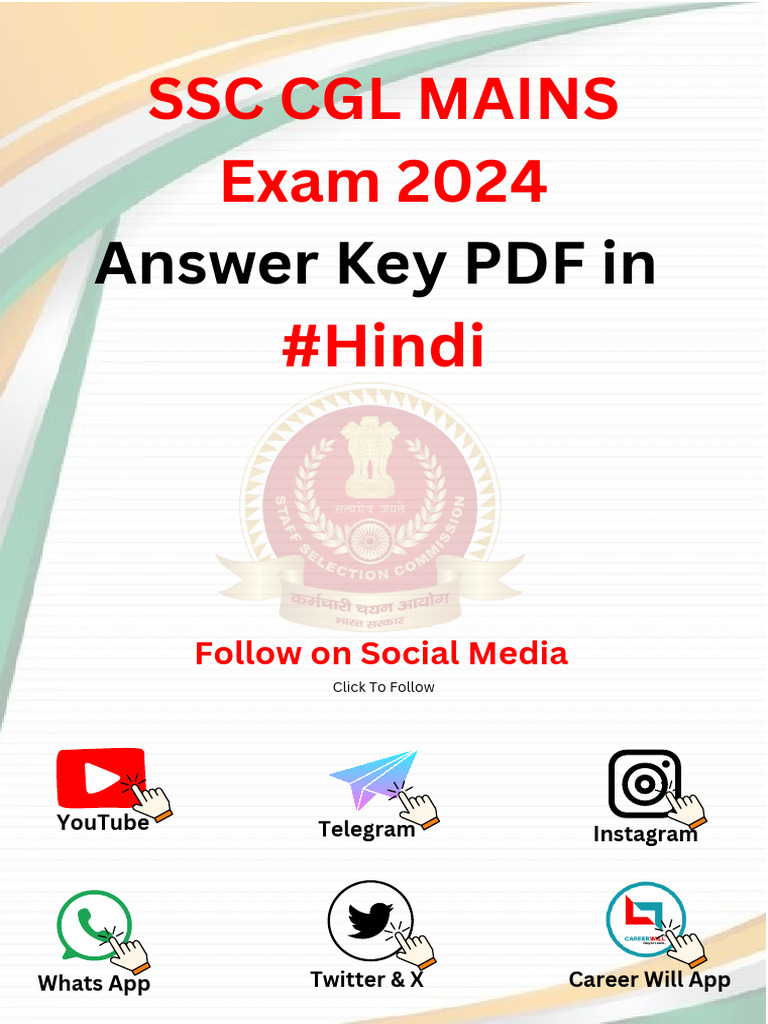 SSC CGL Mains 2024 Answer Key (Hindi) | PDF