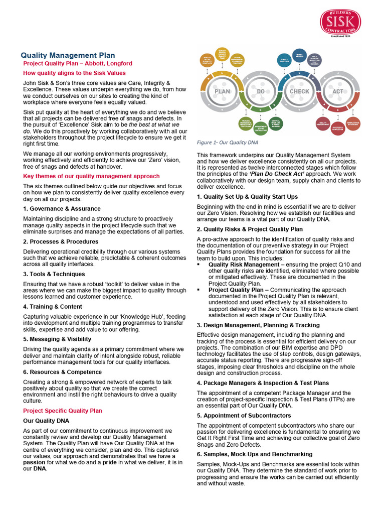 Quality Management Plan for Projects | PDF | Iso 9000 | Quality Management
