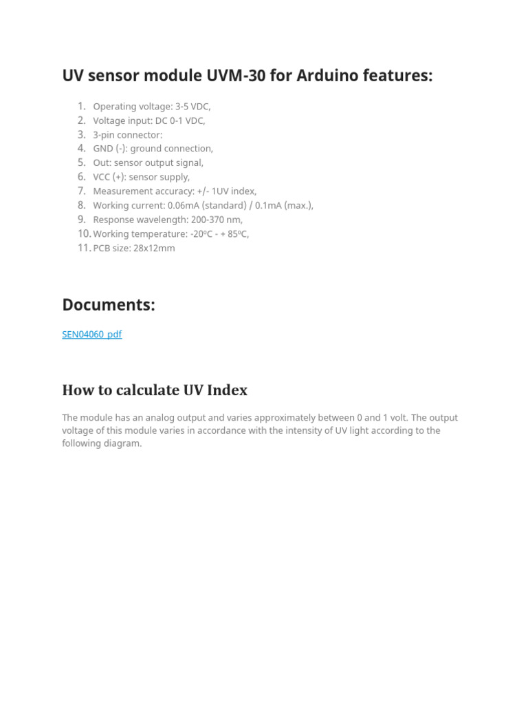 UV Sensor Module Setup | PDF