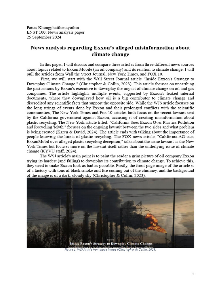 Climate Change News Analysis | PDF | Exxon Mobil | The Wall Street Journal
