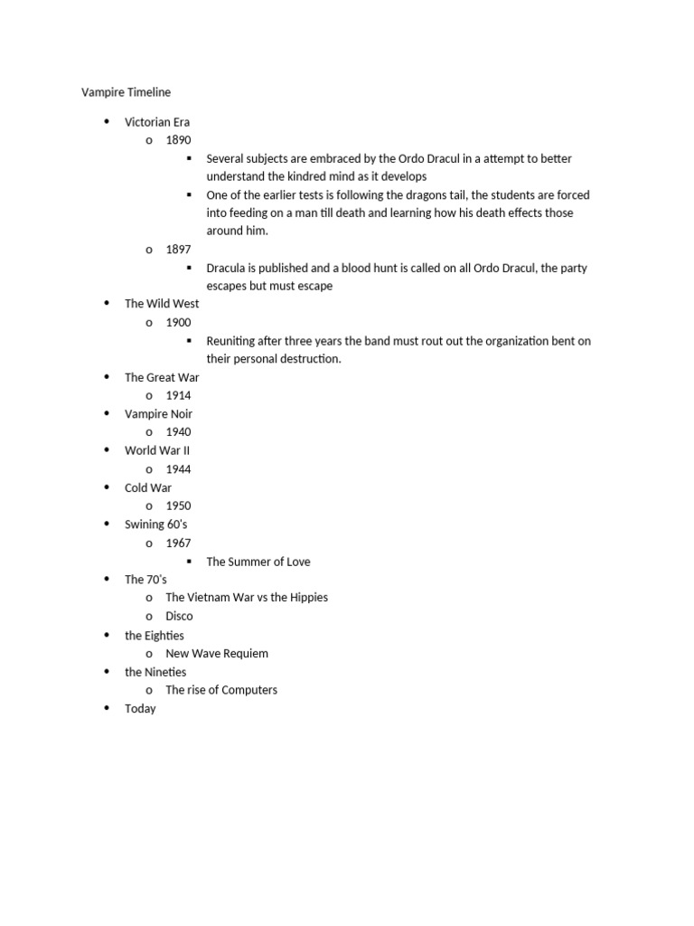 Vampire Timeline | PDF