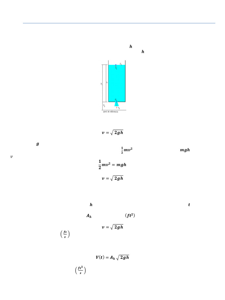 Drenado de un tanque: Ley de Torricelli | PDF | Gravedad | Agua