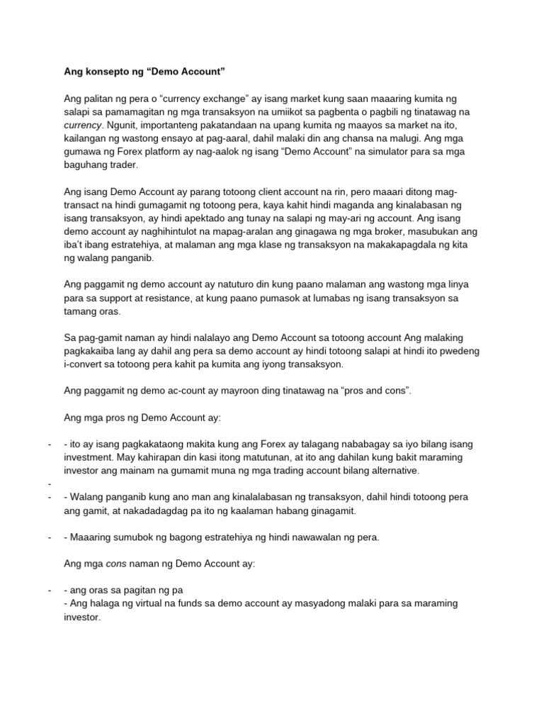 Ang Konsepto NG - Demo Account | PDF