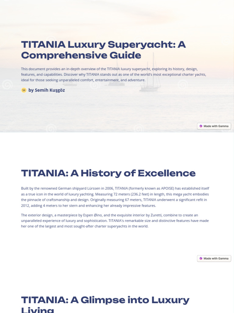 TITANIA-Luxury-Superyacht-A-Comprehensive-Guide | PDF | Watercraft | Ships
