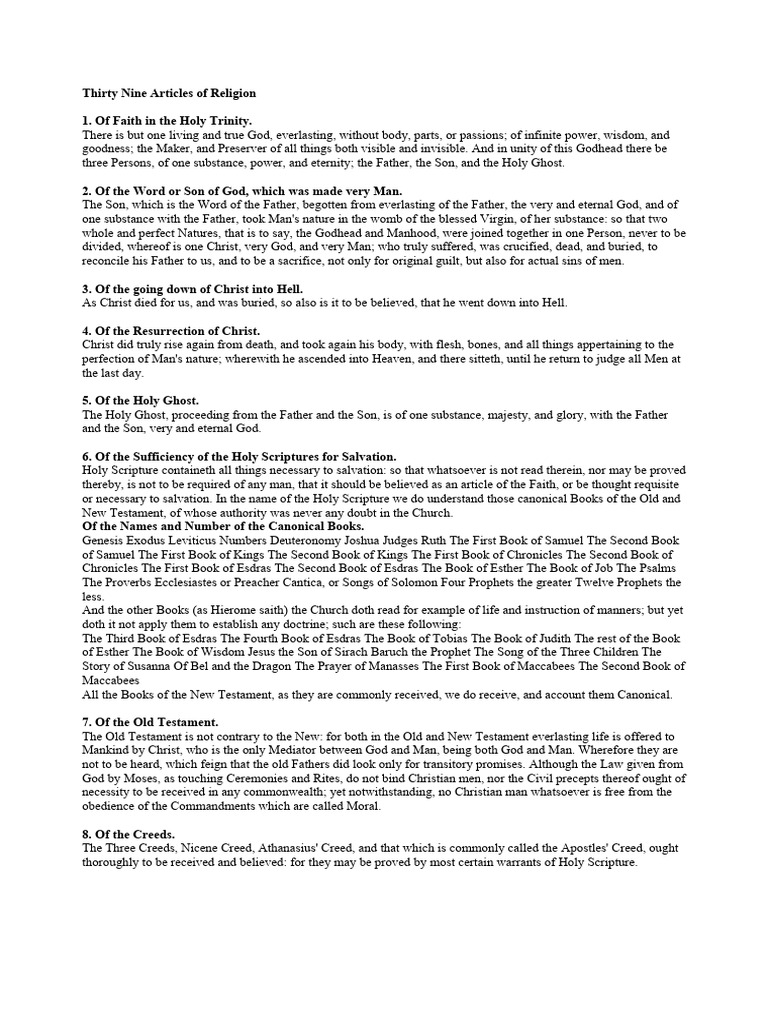 Thirty Nine Articles of Religion | PDF | Eucharist | Sacraments