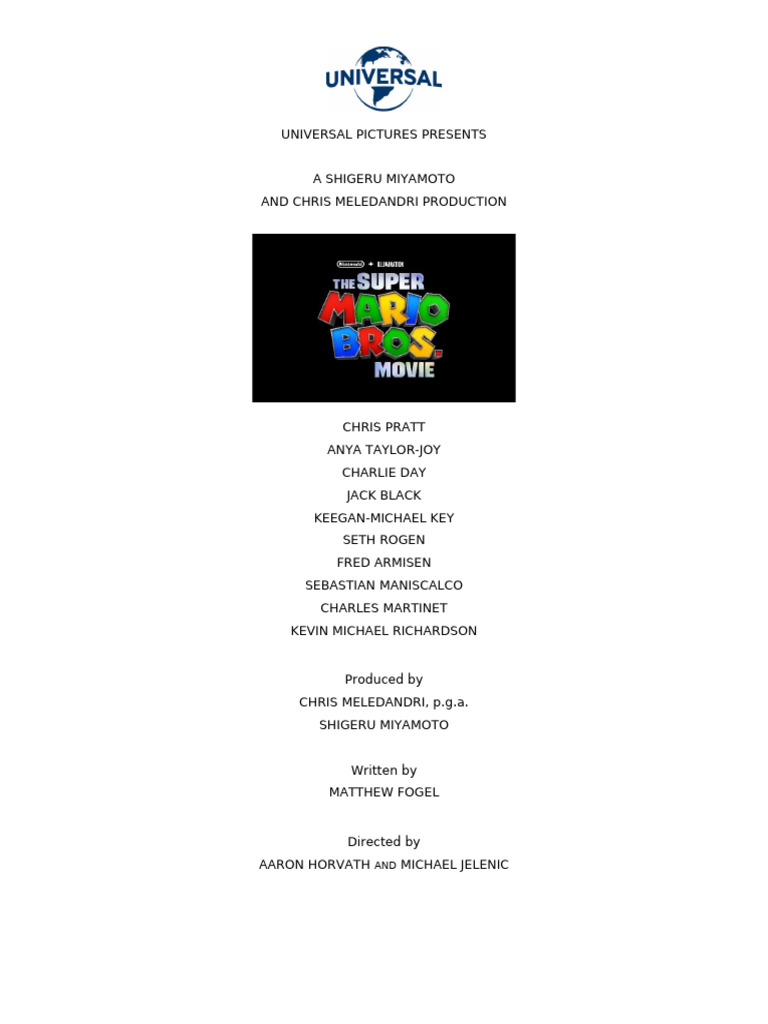 Super Mario Bros. Movie Production Details | PDF | Mario | Nintendo