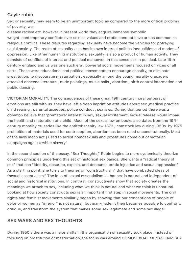 Gayle rubin | PDF | Gender Studies | Feminism