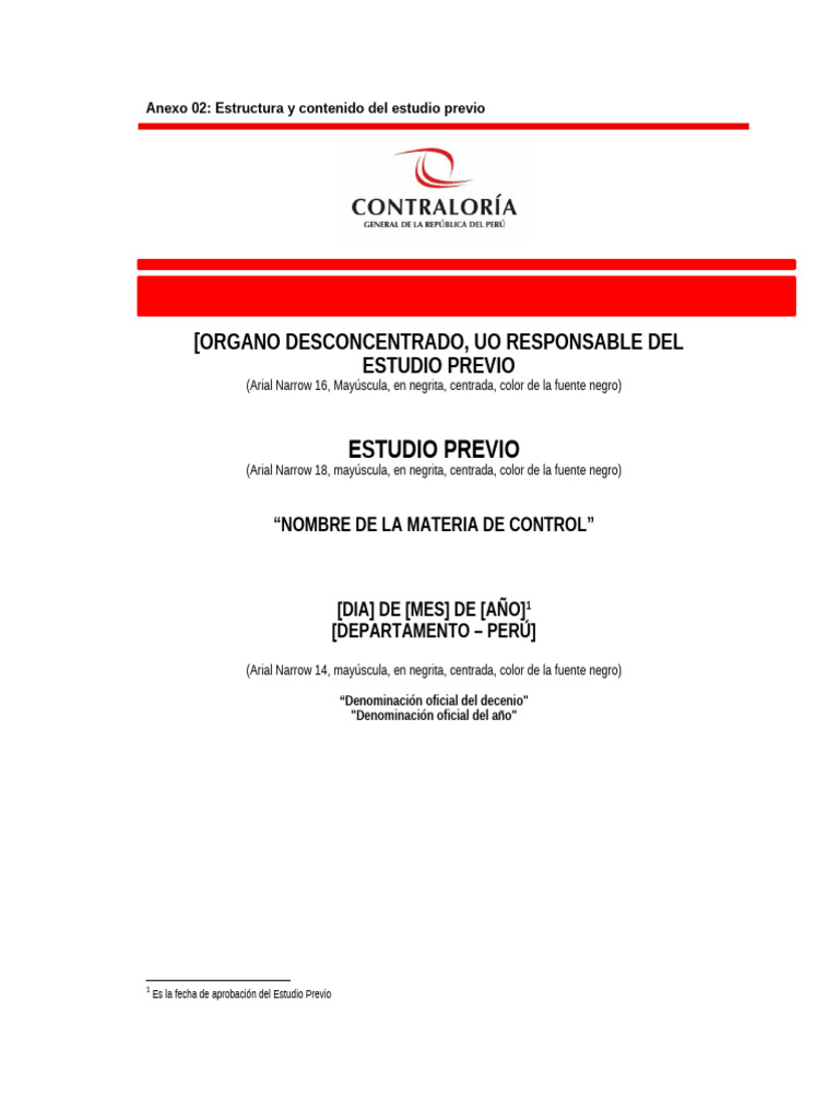 Anexo02-Estructura y Contenido Del Estudio Previo | PDF | Importar