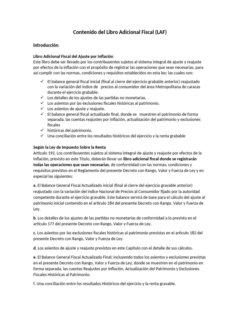 Contenido Del Libro Adicional Fiscal | PDF | Inflación | Archivo de computadora