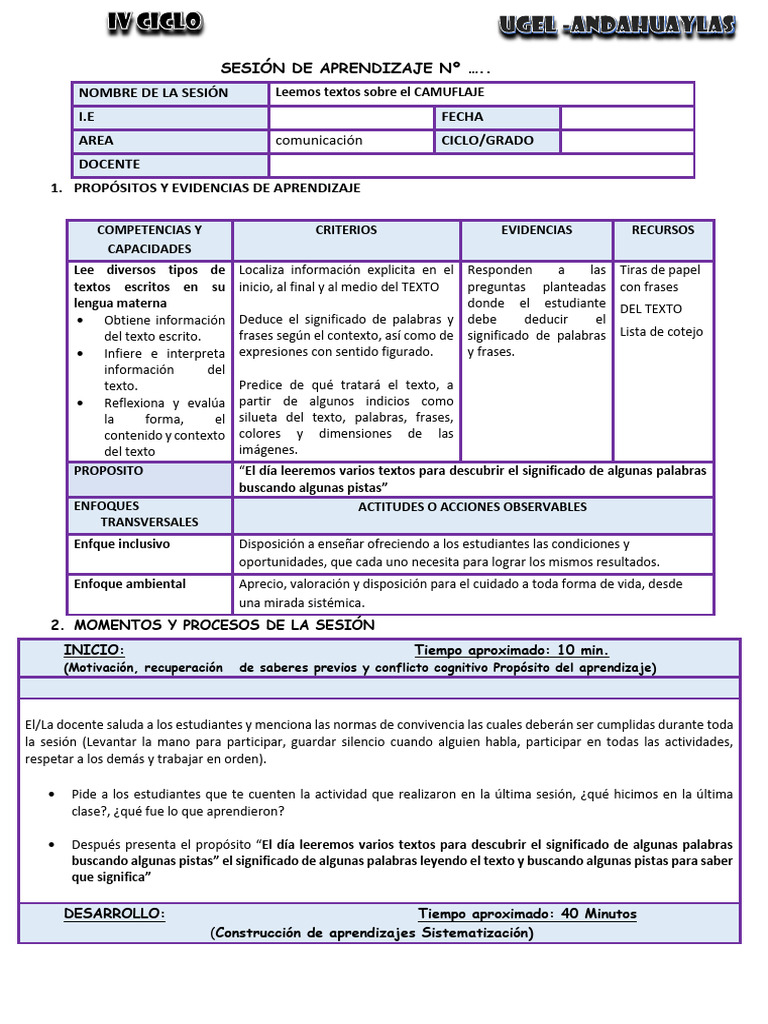 4to SESION LEE Deduce Significado Okok | PDF | Aprendizaje | Información