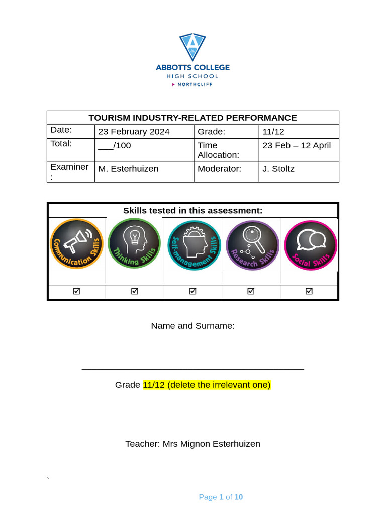 Gr 11 -12 Trsm Irp - 2024 Template | PDF | Plagiarism | Essays