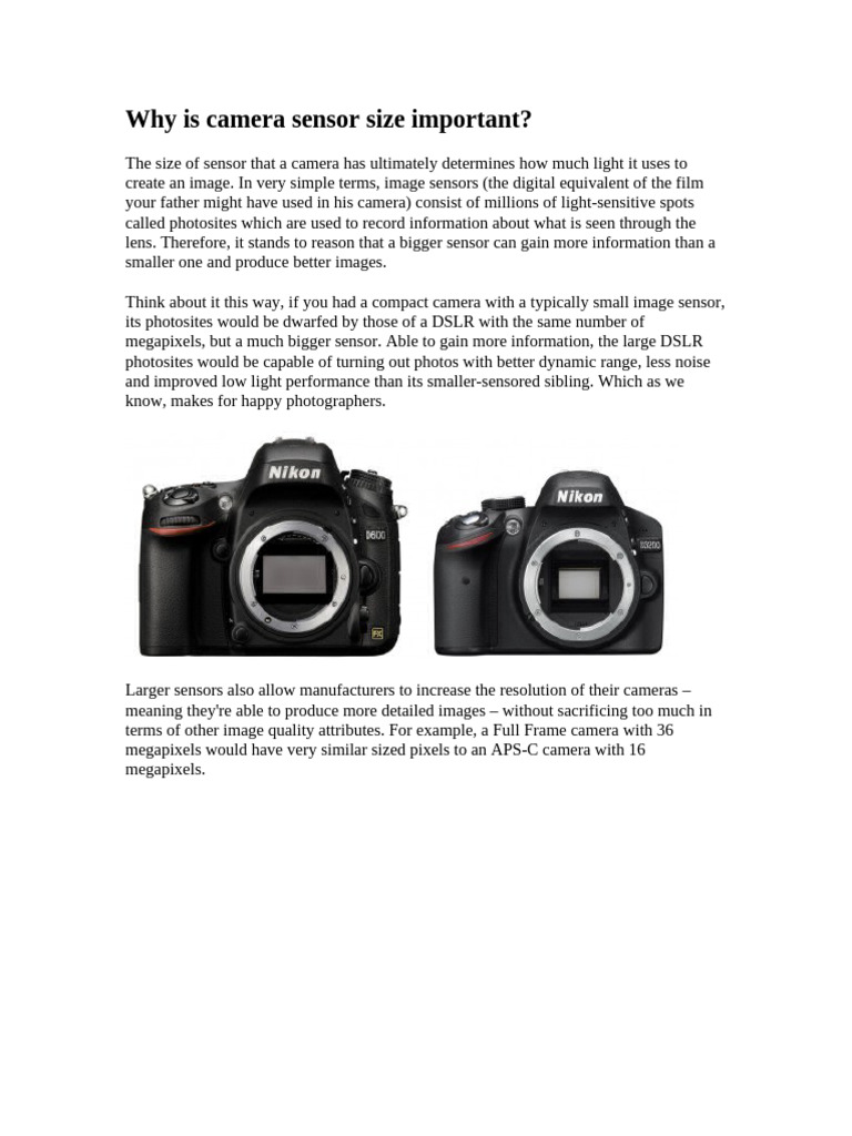 Importance of Camera Sensor Size | PDF