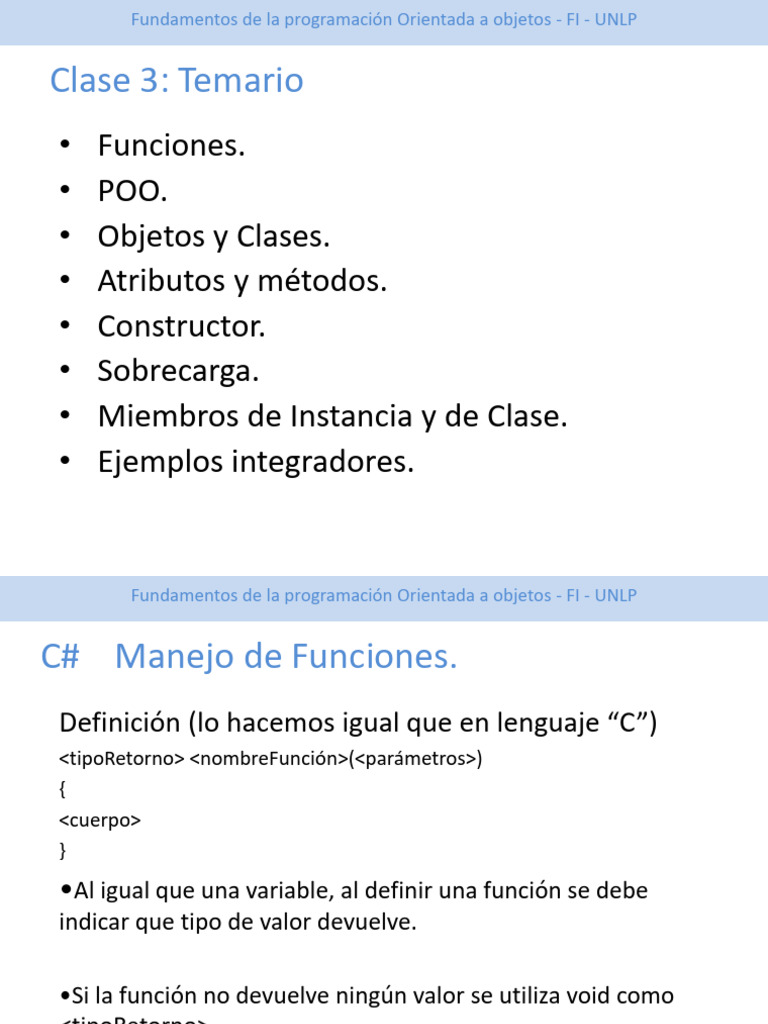 Fundamentos POO y Funciones en C# | PDF | C Sharp (lenguaje de programación) | Constructor ...