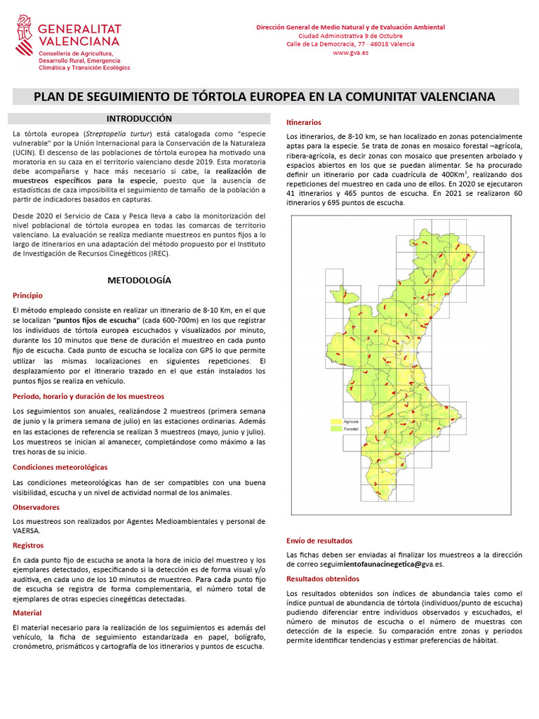 Programa Seguimiento Tortola Europea Metodologia Abr2022-Combinado | PDF | Muestreo ...