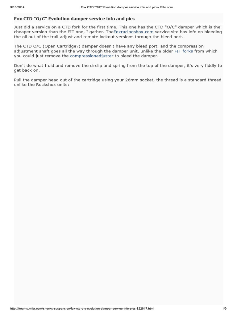 Fox CTD Damper Service Guide | PDF | Firearms | Ballistics