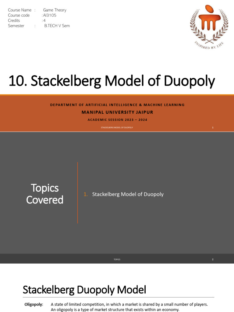 10. Stackelberg Model of Duopoly | PDF | Oligopoly | Economics Of ...