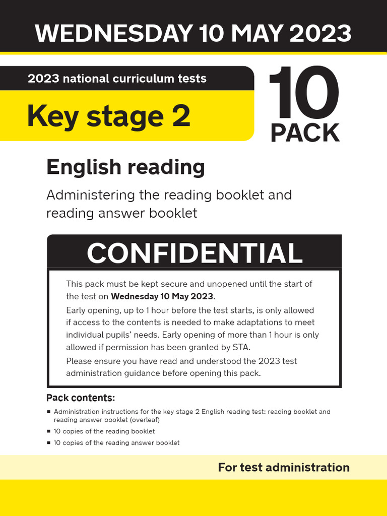 2023 Key Stage 2 English Reading Administering The Reading Booklet and ...