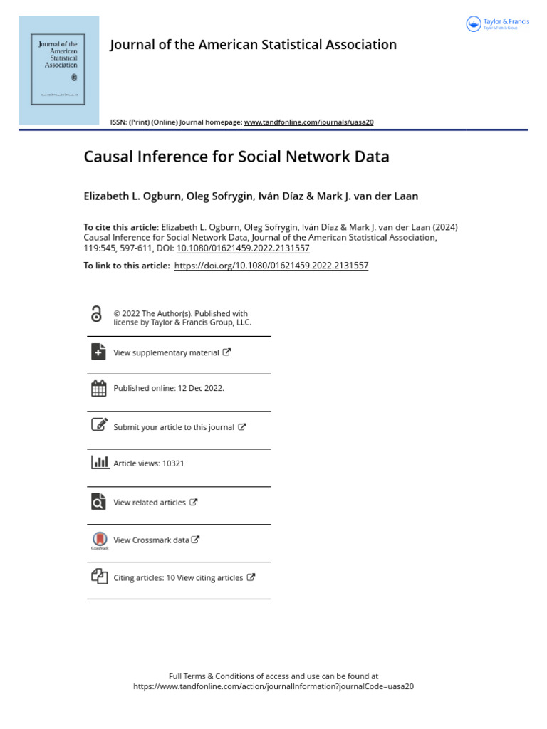 Causal Inference for Social Network Data | PDF | Statistical Inference ...