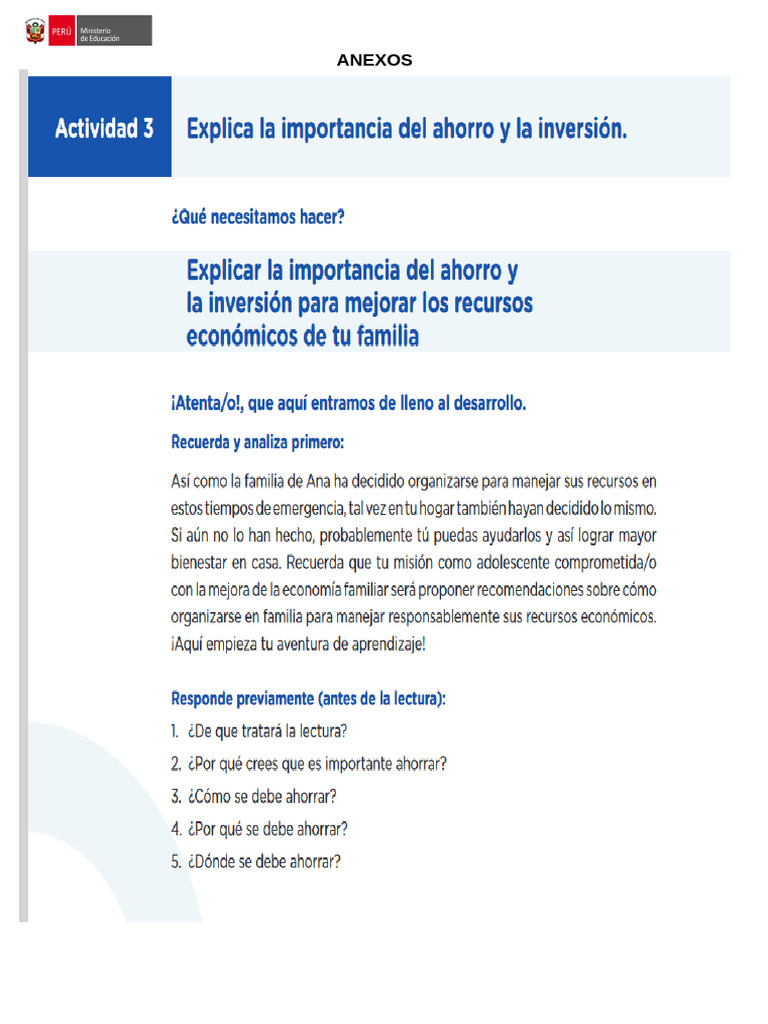 Explica La Importancia Del Ahorro y La Inversión (1) | PDF