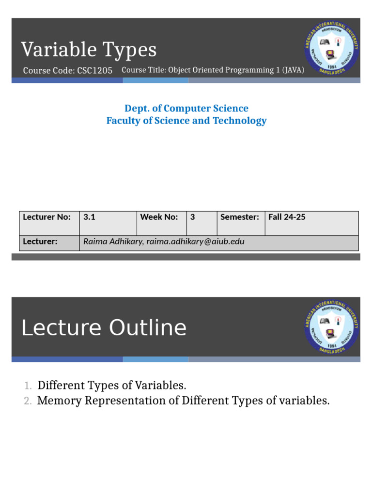 Lecture 3.1 - Variable Types | PDF | Variable (Computer Science ... Lecture 3.1 - Variable Types | PDF | Variable (Computer Science ...