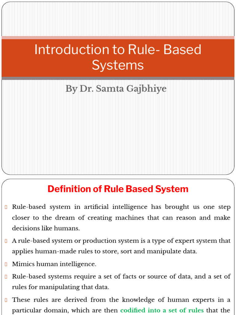 Introduction To Rule - Based Systems | PDF | Machine Learning ...