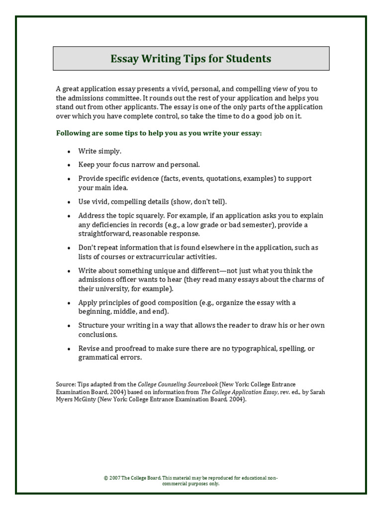 Essay Writing Tips for Students | PDF