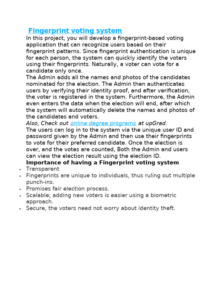 Fingerprint Voting System | PDF