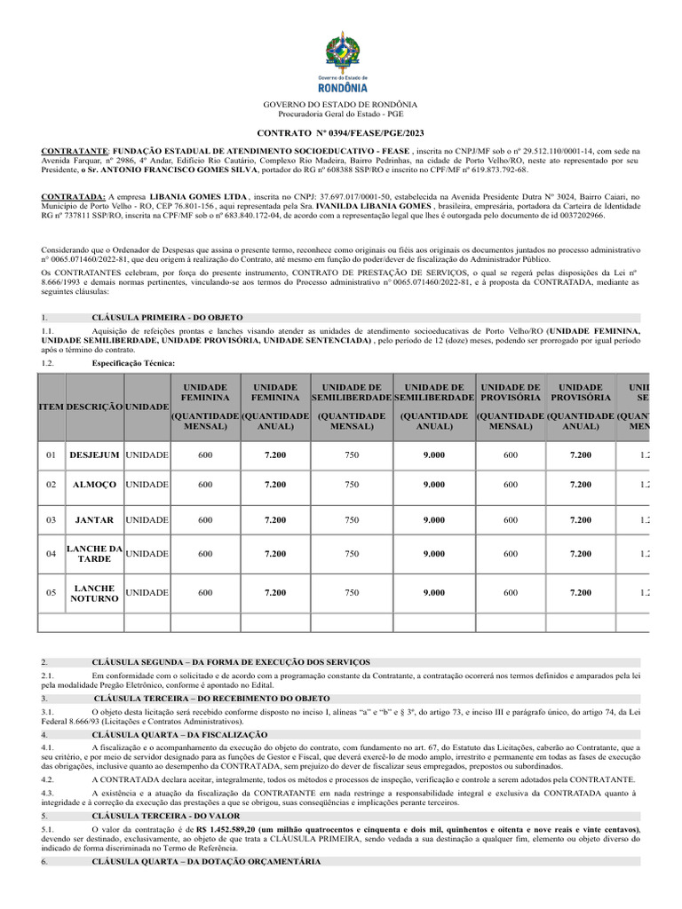 Contrato N 0394 FEASE PGE 2023 | PDF | Direito Comum