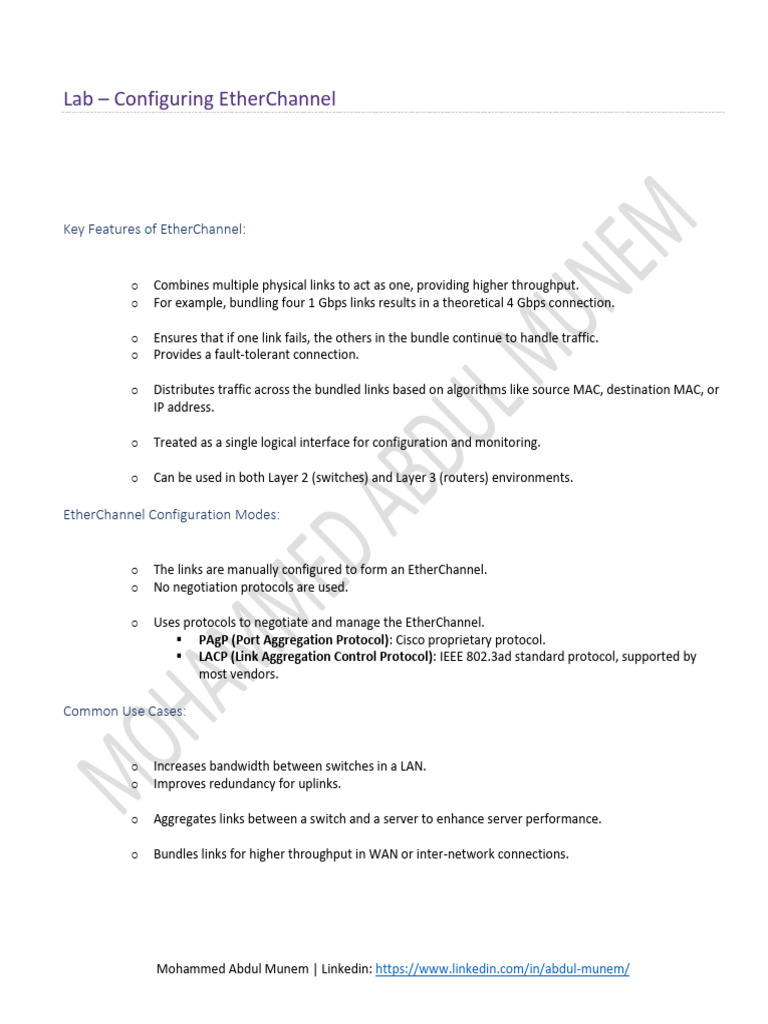 EtherChannel - 1 | PDF | Network Switch | Internet Architecture