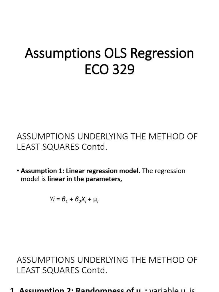1b.Eco 329 Assumptions of OLS | PDF | Ordinary Least Squares | Regression Analysis
