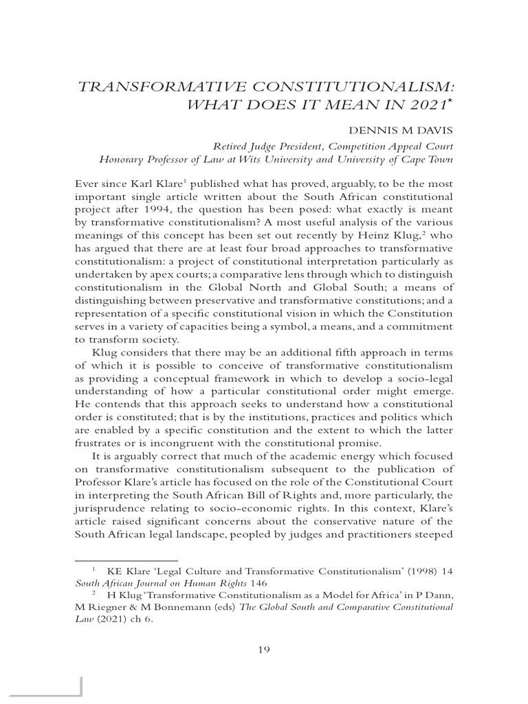 Understanding Transformative Constitutionalism | PDF | Judgment (Law) | Common Law