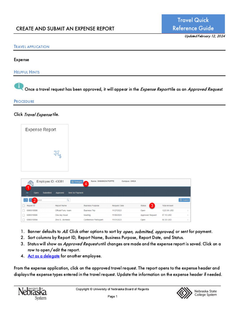 Create and Submit An Expense Report - Firefly | PDF