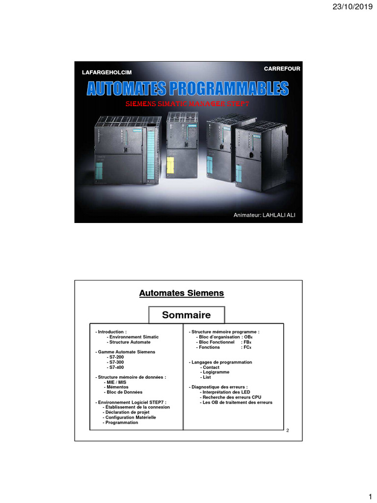 Programmation Automates Siemens S7-300 | PDF | Automate programmable ...