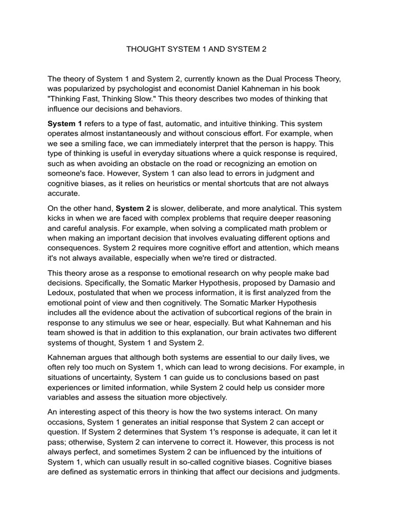 Dual Process Theory Explained | PDF | Thought | Heuristic