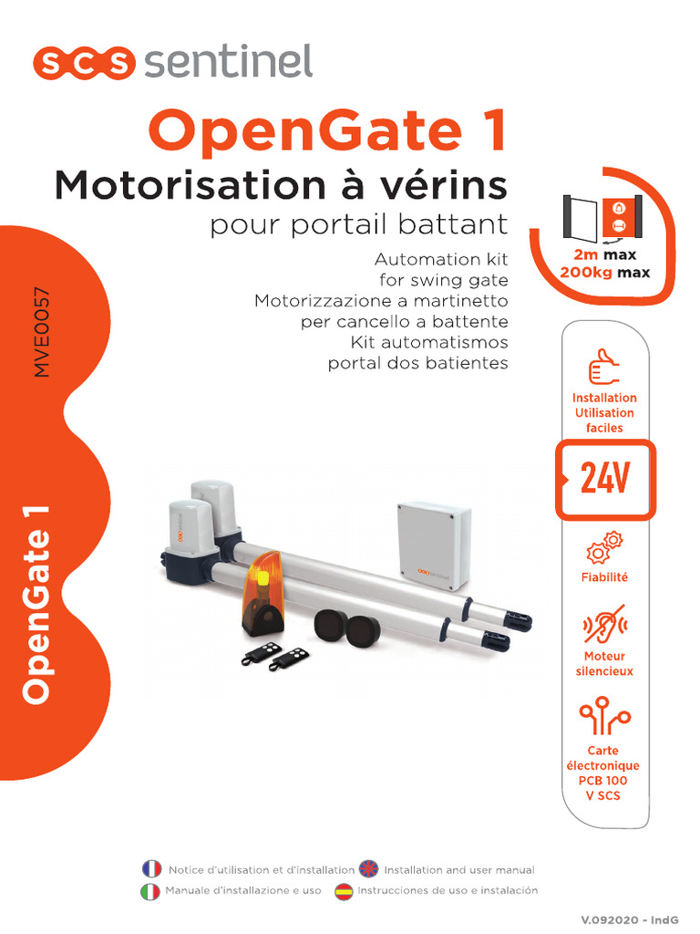Kit Motor Puerta Batiente Con Portero Automatico Opengate 1 32068 Relais-Manual-6531 - Es ...