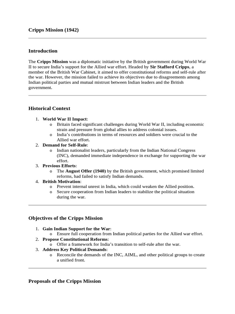 Cripps Mission | PDF | All India Muslim League | British India