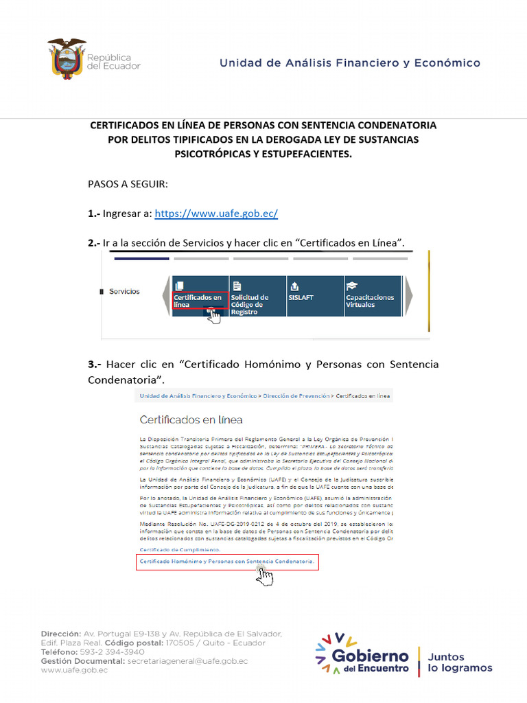 Pasos - A - Seguir - Certificados - Pccs-Sentencia Condenatoria | PDF | Bases de datos