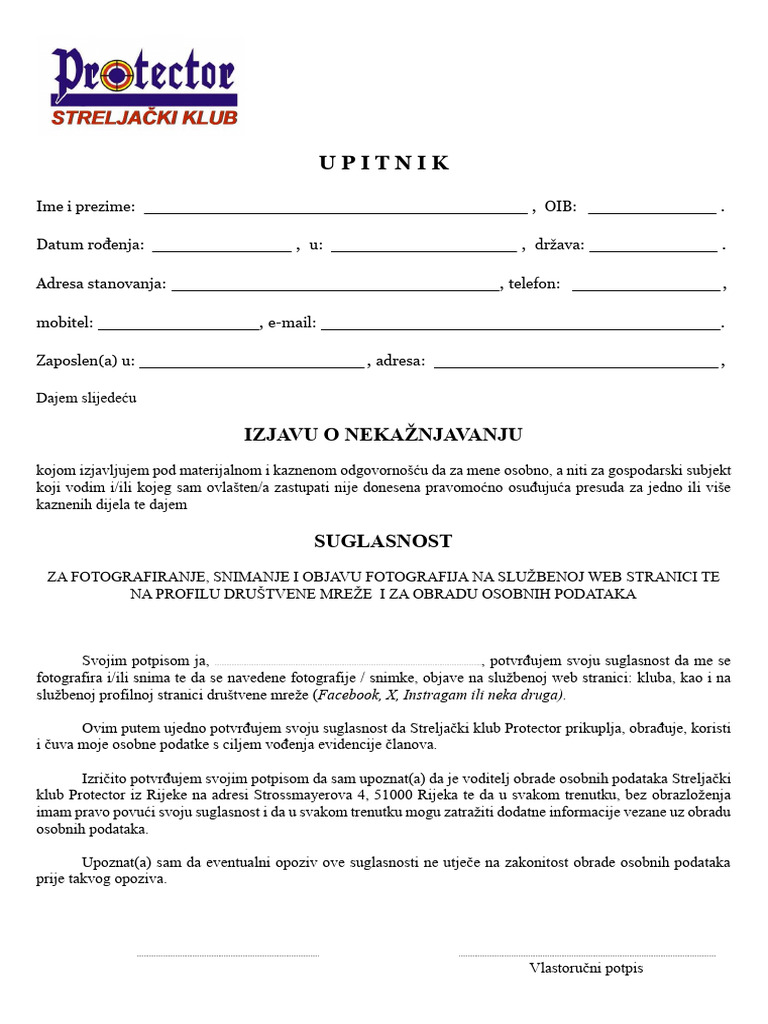 Upitnik Za Članove | PDF