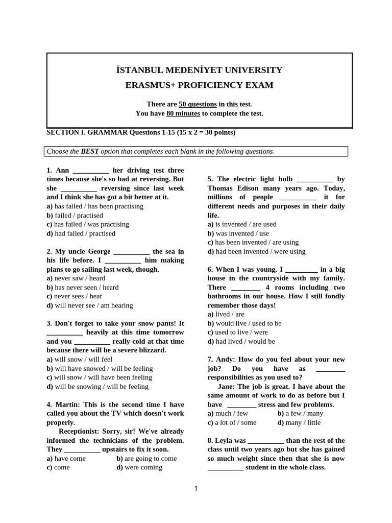 Erasmus Exam Ornek Sinav 2 | PDF | Egyptian Pyramids