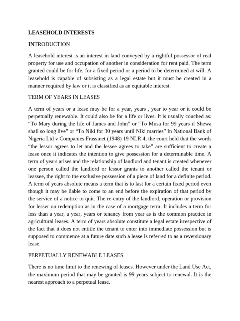 Understanding Leasehold Interests | PDF | Lease | Leasehold Estate