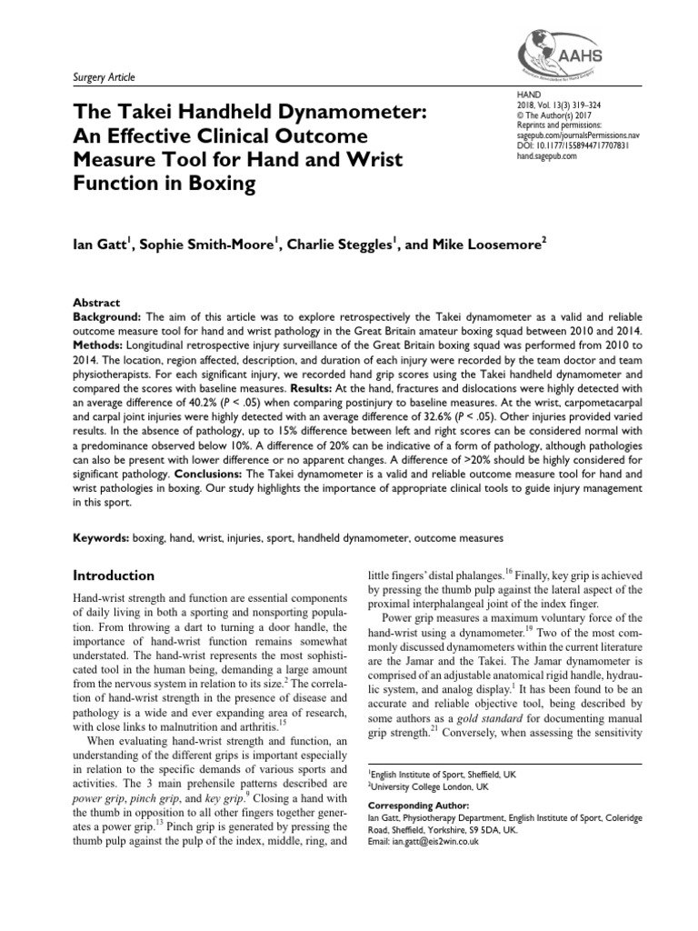 The Takei Handheld Dynamometer An Effective Clinical Outcome Measure ...