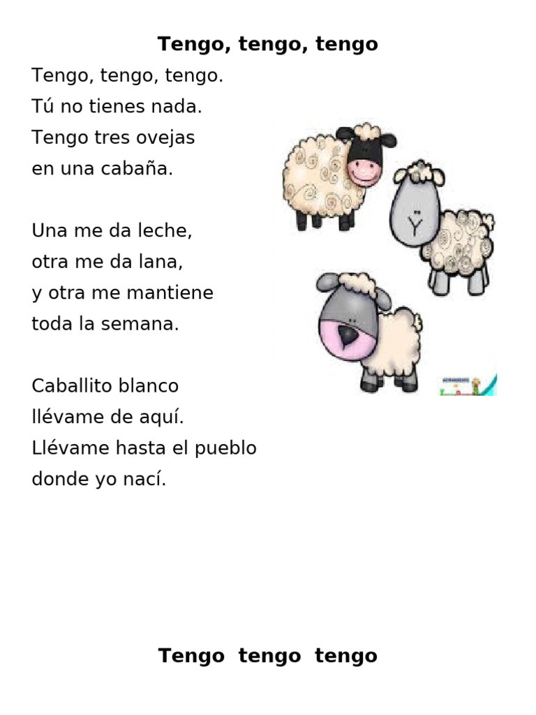 Poema Infantil: Tengo Tres Ovejas | PDF