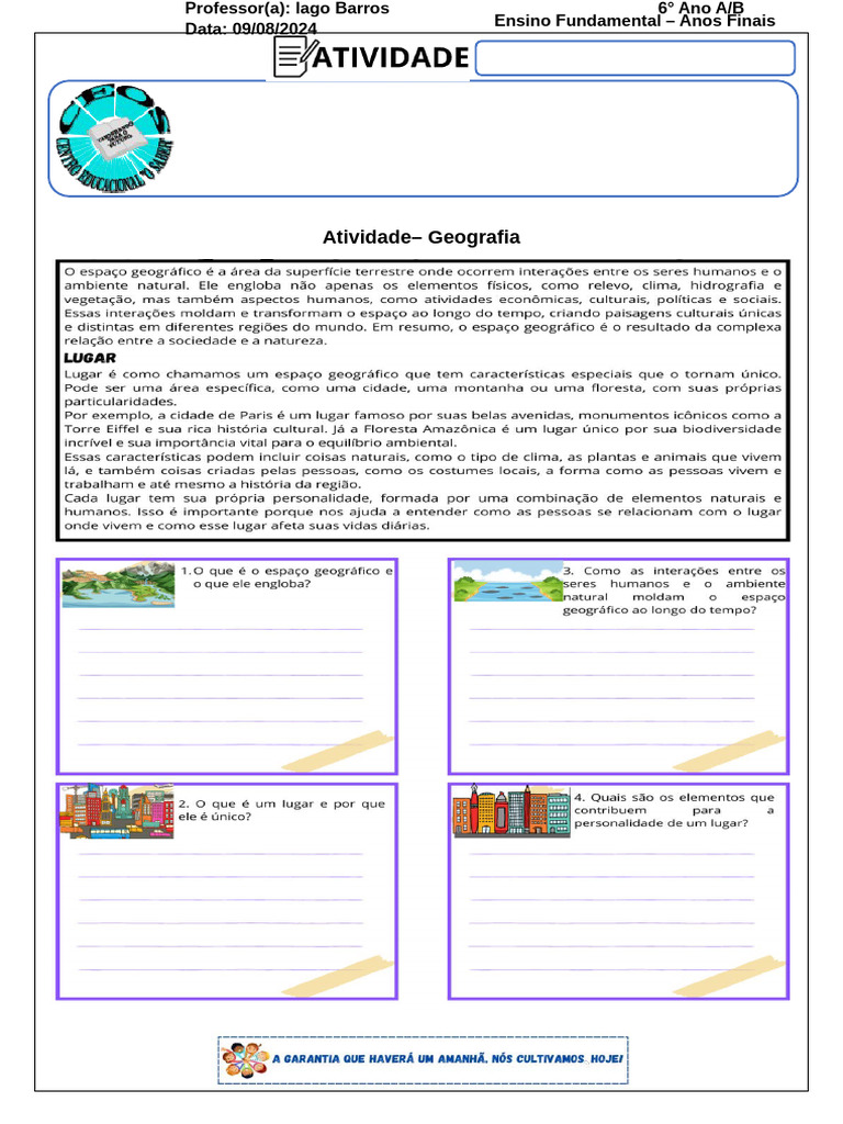 Atividade complementar 6º ANO | PDF