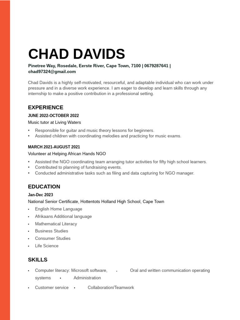CV of Chad | PDF