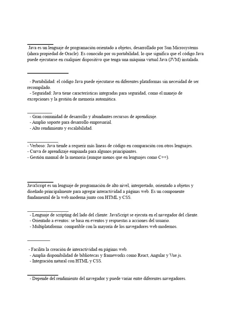 Comparativa de Lenguajes de Programación | PDF | Bases de datos | Java (lenguaje de programación)