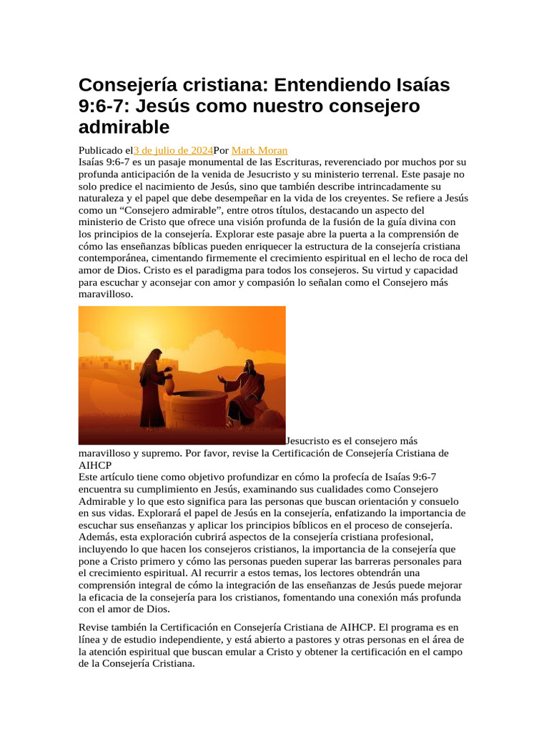 Consejería Cristiana Jesús Como Nuestro Consejero Admirable | PDF ...